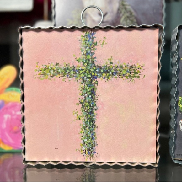 Roundtop | Other | Vine Cross Mini Print With Pink Peach Background ...